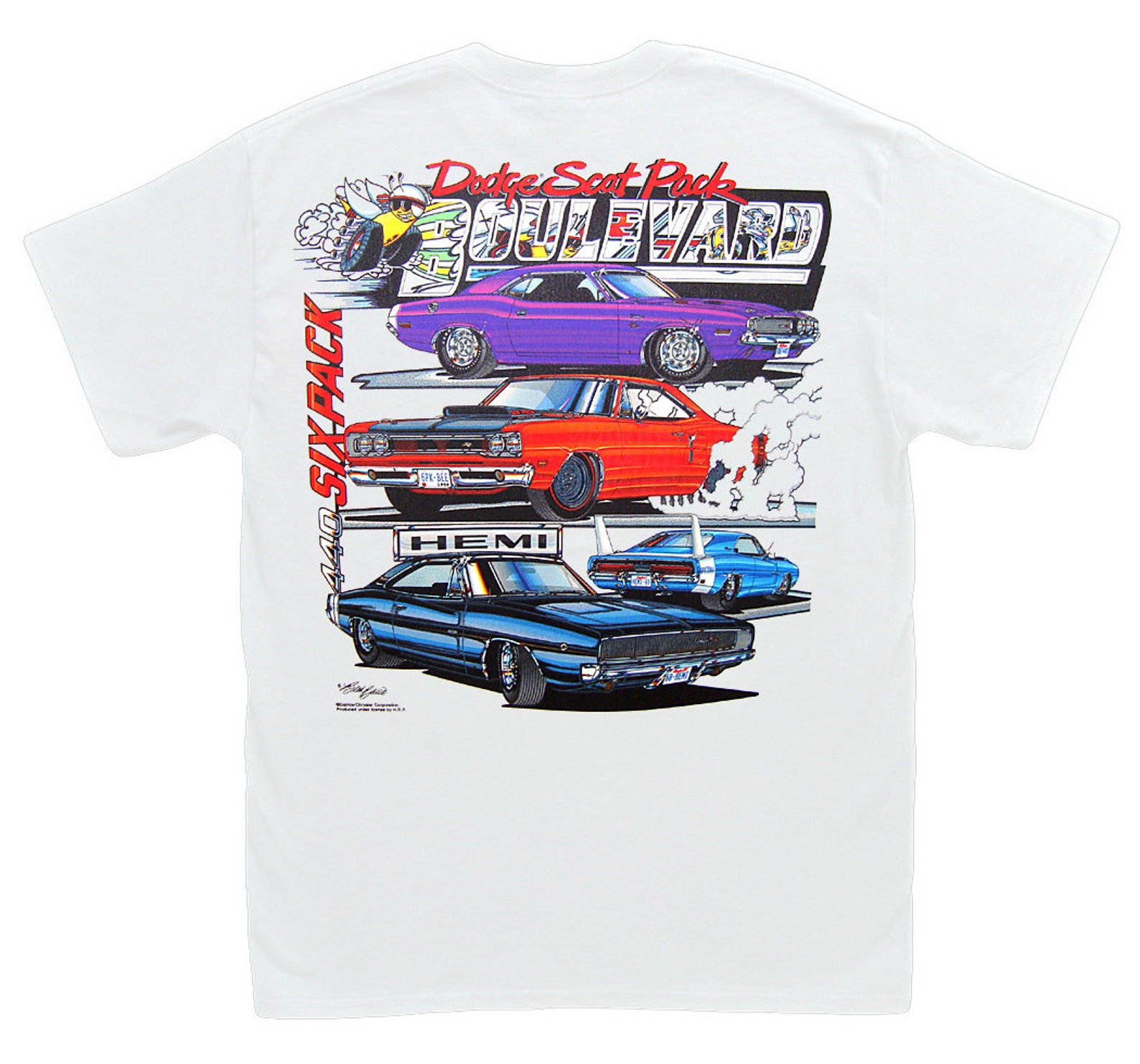 Dodge Scat Pack Boulevard White T-shirt - HS #025 Mopar Challenger R/T ...