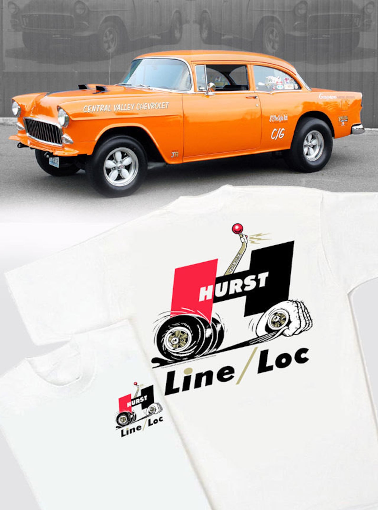 Hurst Line Loc Floor Shift White T-shirt - HS #052 Gasser Yenko Motion ...