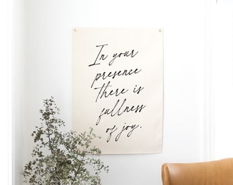 In His Presence There is Fullness of Joy Canvas Flag Scripture Wall ...