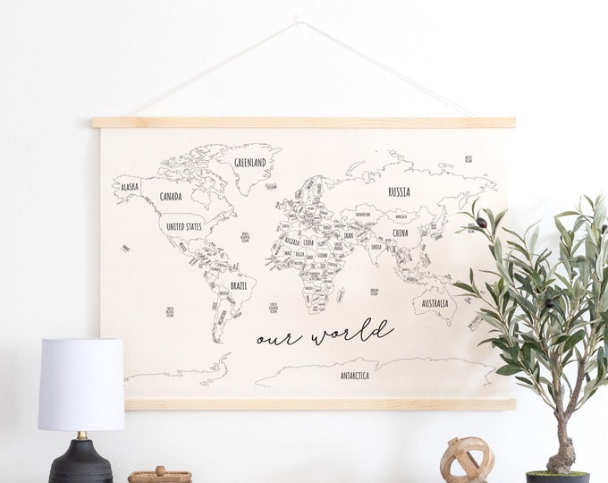 World Map Wall Decor Travel Decor Homeschool Decor - Etsy