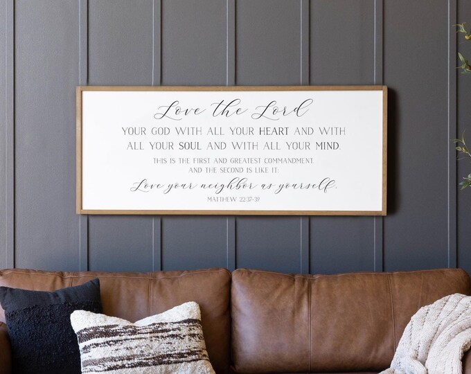 Love the Lord Your God Sign Scripture Sign Matthew 22:37-39 Wood Signs ...
