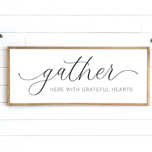 Gather Here With Grateful Hearts Framed Wood Sign Dining Room - Etsy