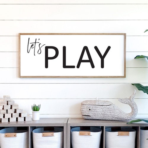 Let's Play Sign Playroom Sign Kids Room Decor Kids - Etsy