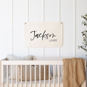 Personalized Baby Name Flag | Canvas Banner | Nursery Name Sign ...