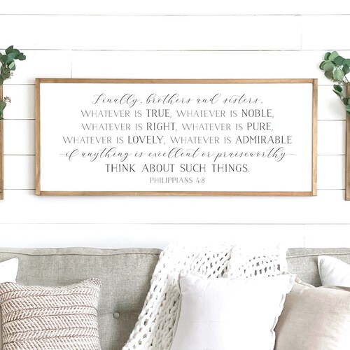 Philippians 4:8 Sign Finally Brothers Scripture Sign - Etsy