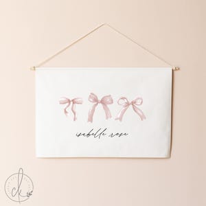Personalized Nursery Canvas Sign With Pink Bows | Custom Name Baby Girl ...