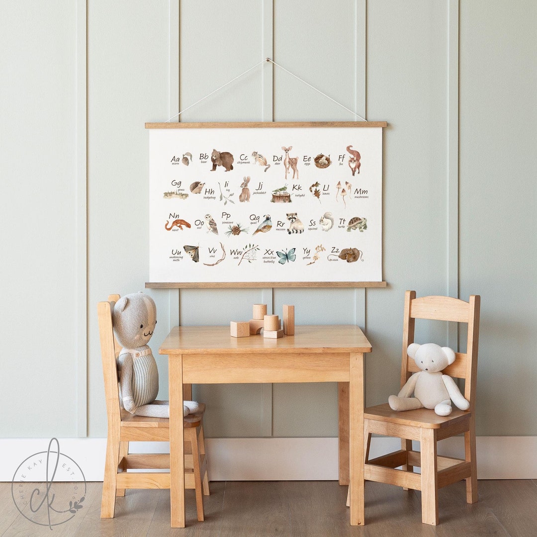 Woodland Alphabet Chart | Hanging Canvas | Homeschool Wall Decor ...