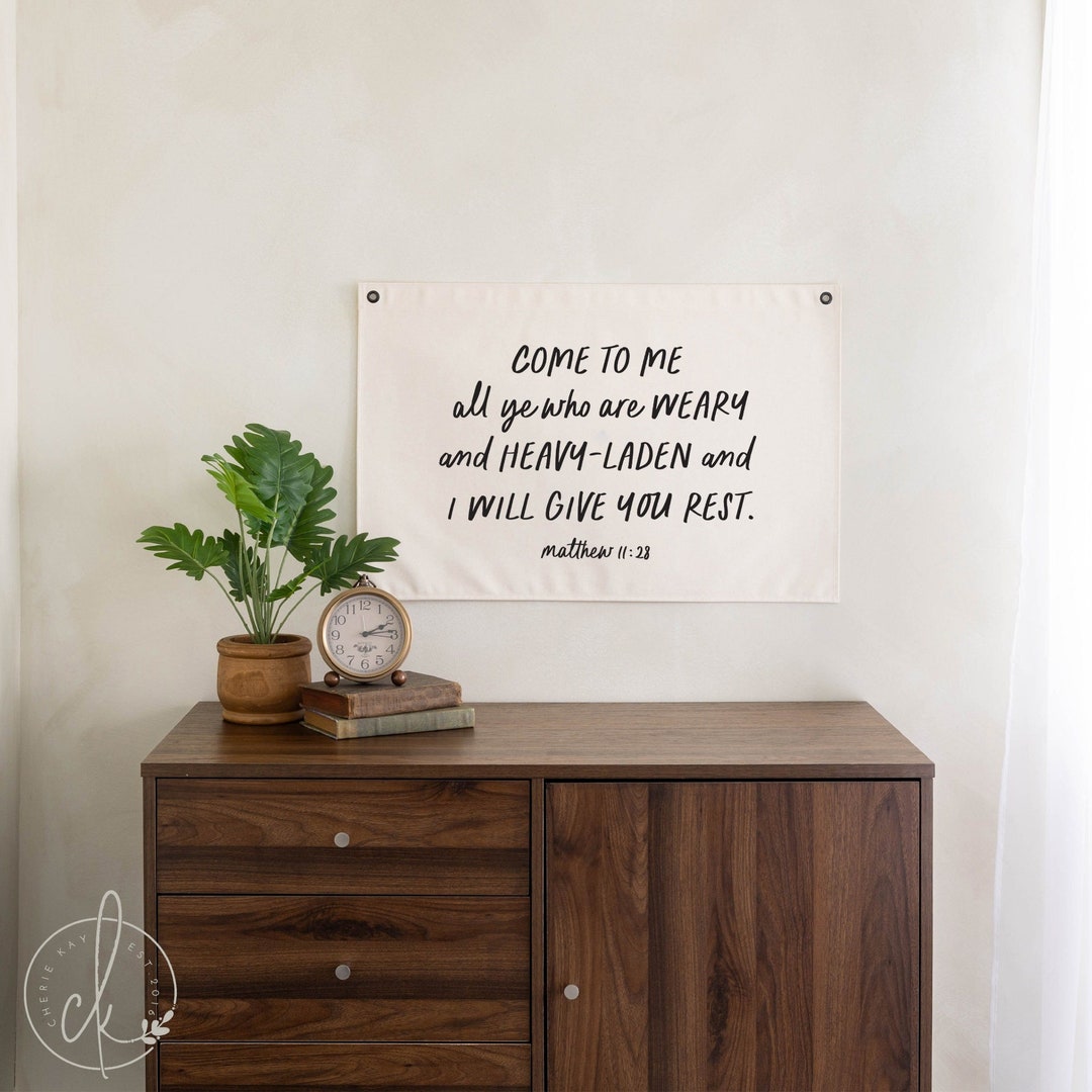 Come to Me All Ye Who Are Weary | Canvas Flag | Christian Wall Art ...