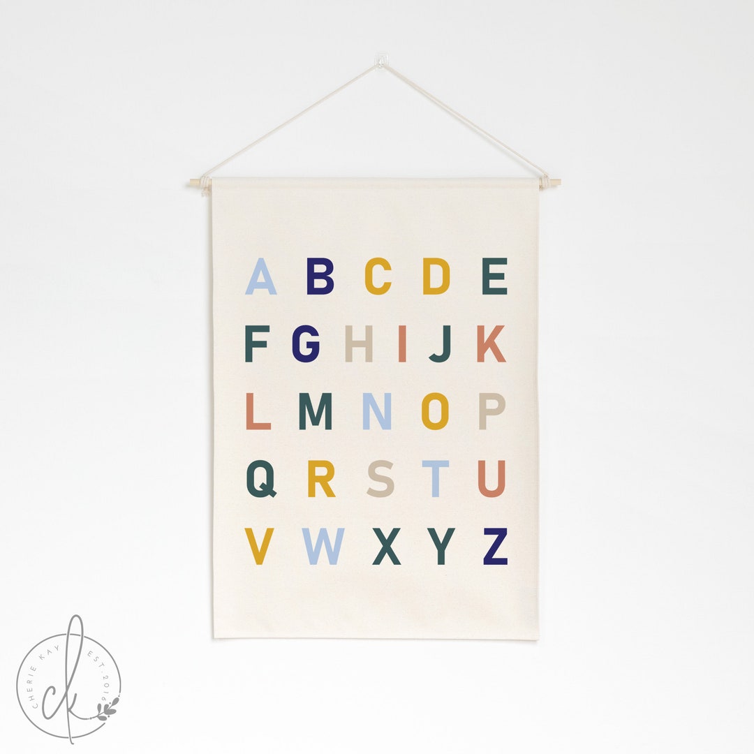 ABC Sign | Alphabet Sign | Dowel Rod Canvas | Fabric Wall Hanging ...