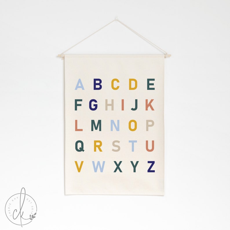 ABC Sign | Alphabet Sign | Dowel Rod Canvas | Fabric Wall Hanging ...