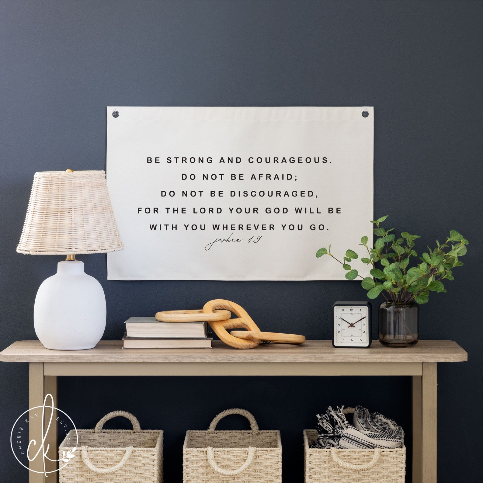 Be Strong and Courageous Canvas Flag | Scripture Wall Decor | Bible ...