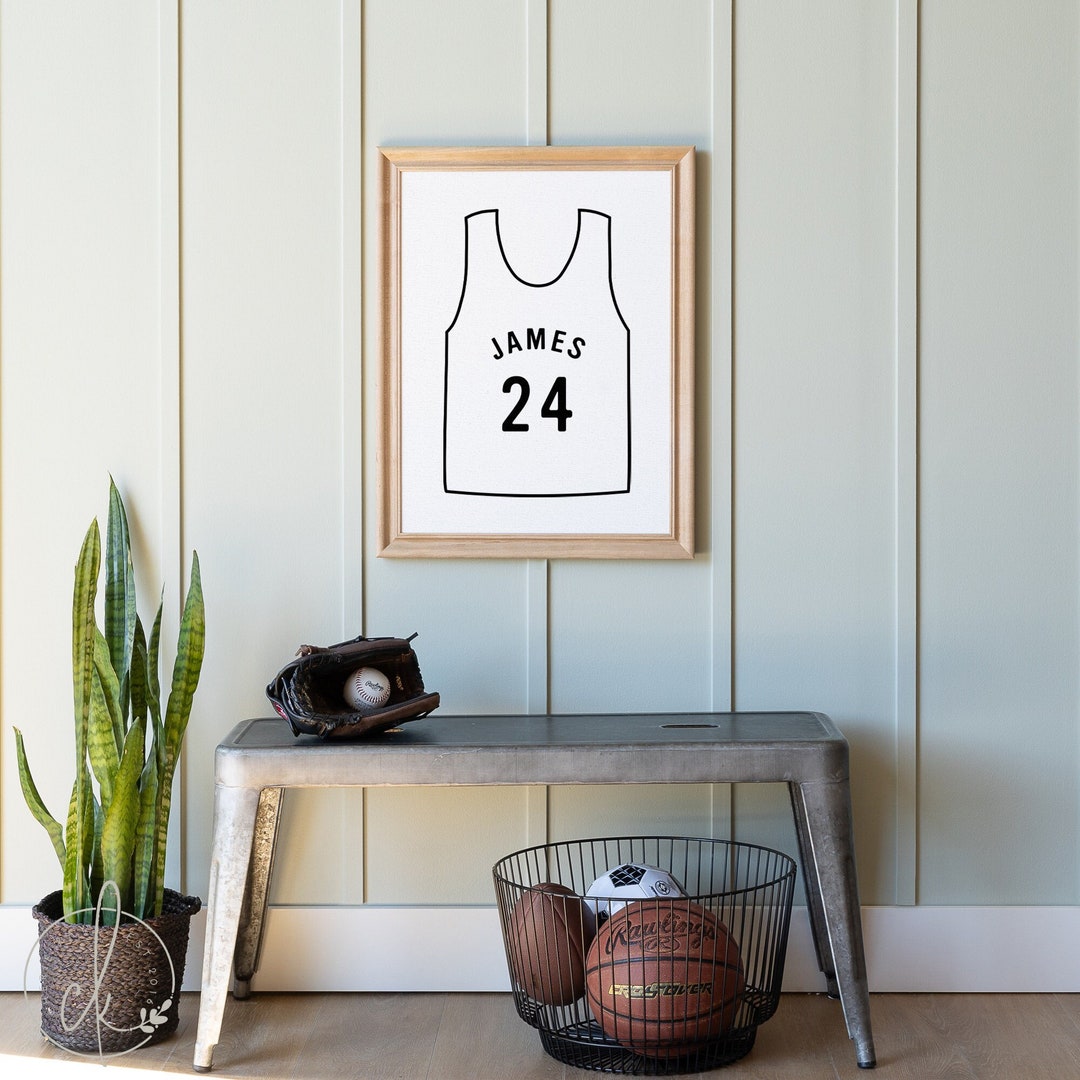Personalized Basketball Jersey Wall Decor | Wood Framed Canvas | Boy ...