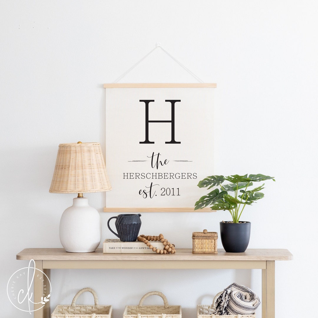 Last Name Letter Sign | Personalized Canvas Wall Decor | Living Room ...