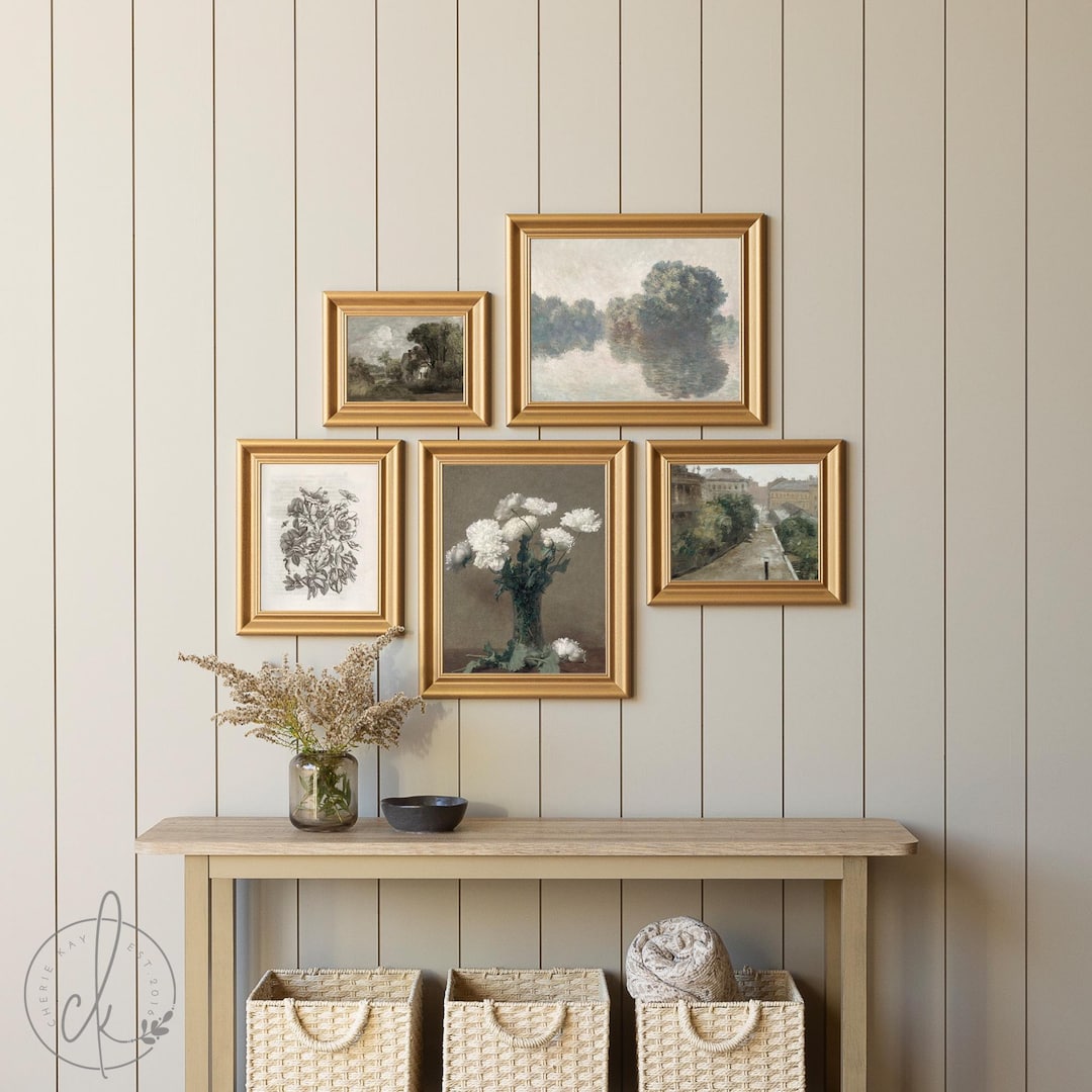 Elegant Gold Framed Vintage Gallery Wall Set | Vintage Botanical ...