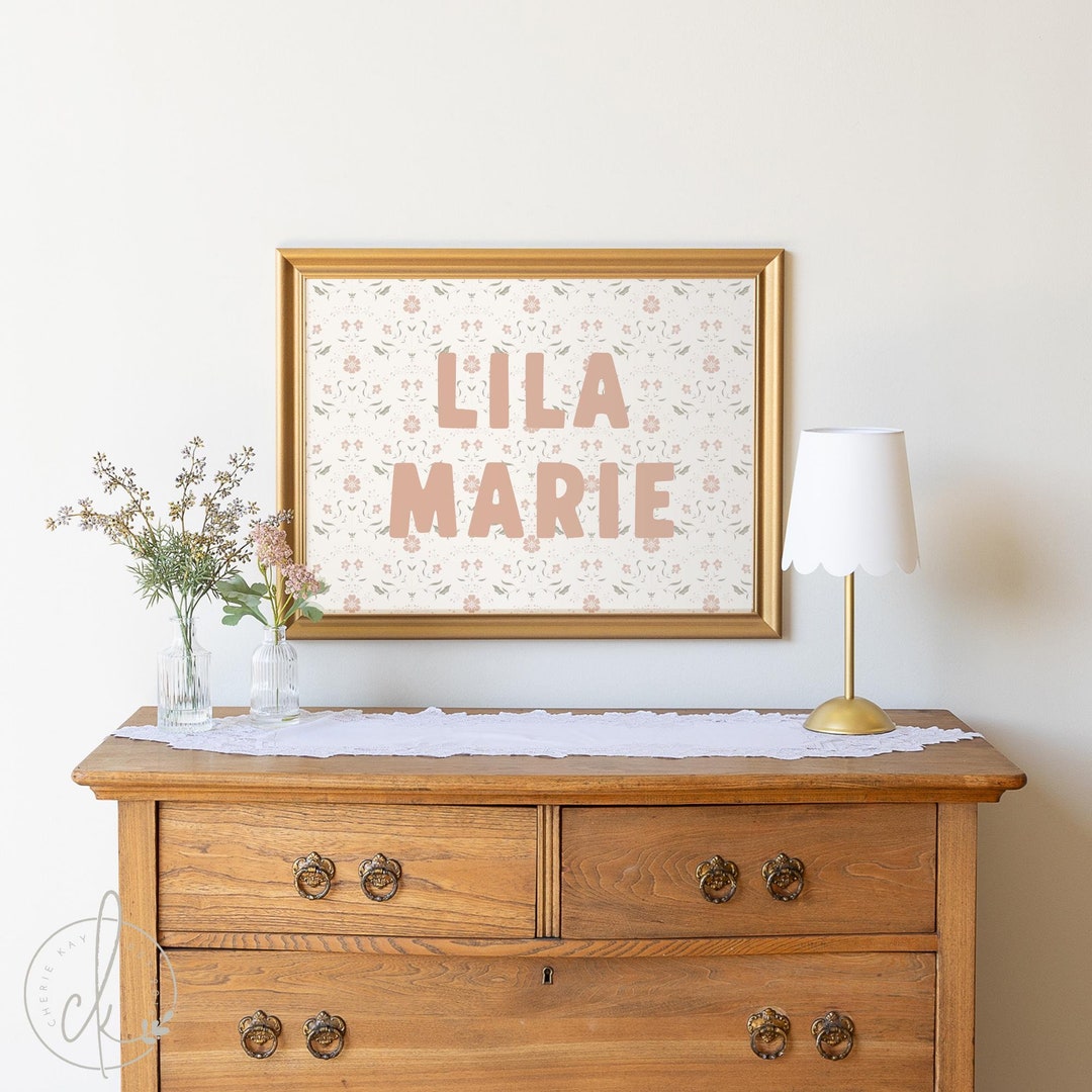 Personalized Floral Name Sign | Framed Art for Girl's Nursery, Bedroom ...