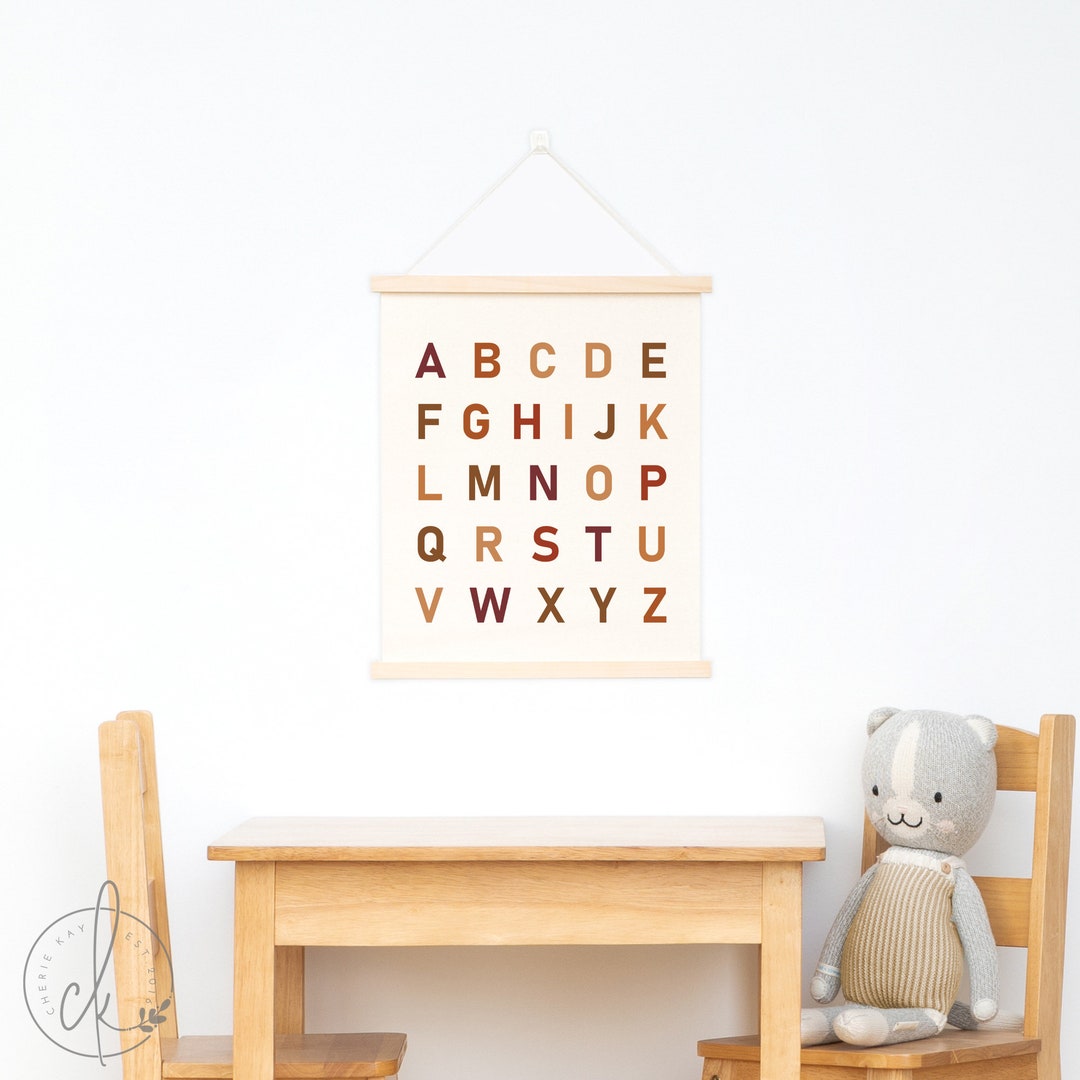 Boho ABC Sign Alphabet Canvas Fabric Wall Hanging Kids Room Decor ...