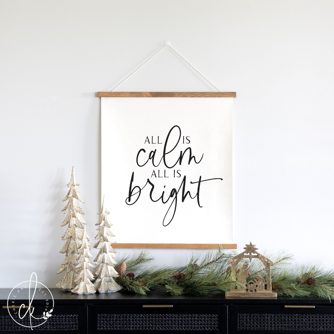 All is Calm All is Bright | Fabric Wall Hanging | Christmas Wall Decor ...
