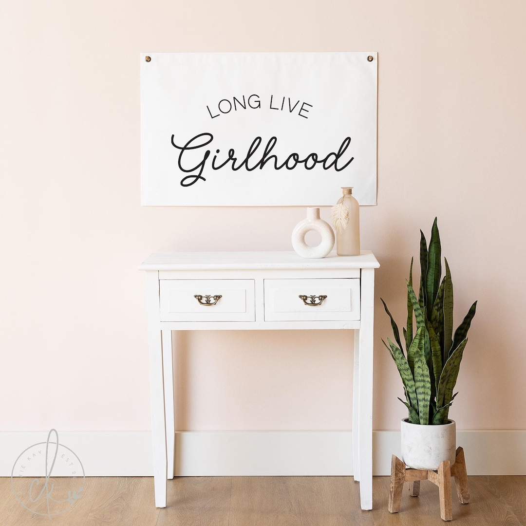Long Live Girlhood Canvas Flag | Inspirational Wall Art for Girls Room ...