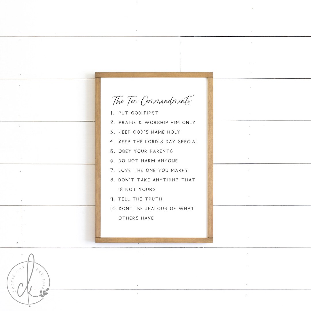 The Ten Commandments Sign | Scripture Wood Sign | Living Room Wall ...
