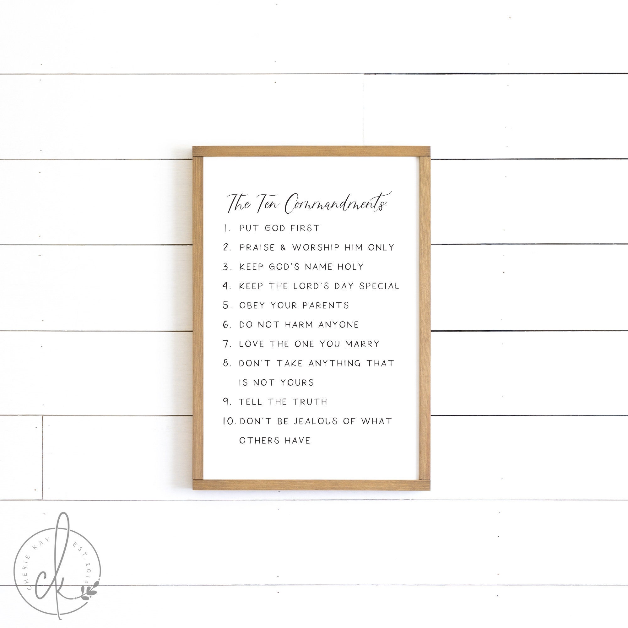 The Ten Commandments Sign Scripture Wood Sign Kids Room | Etsy