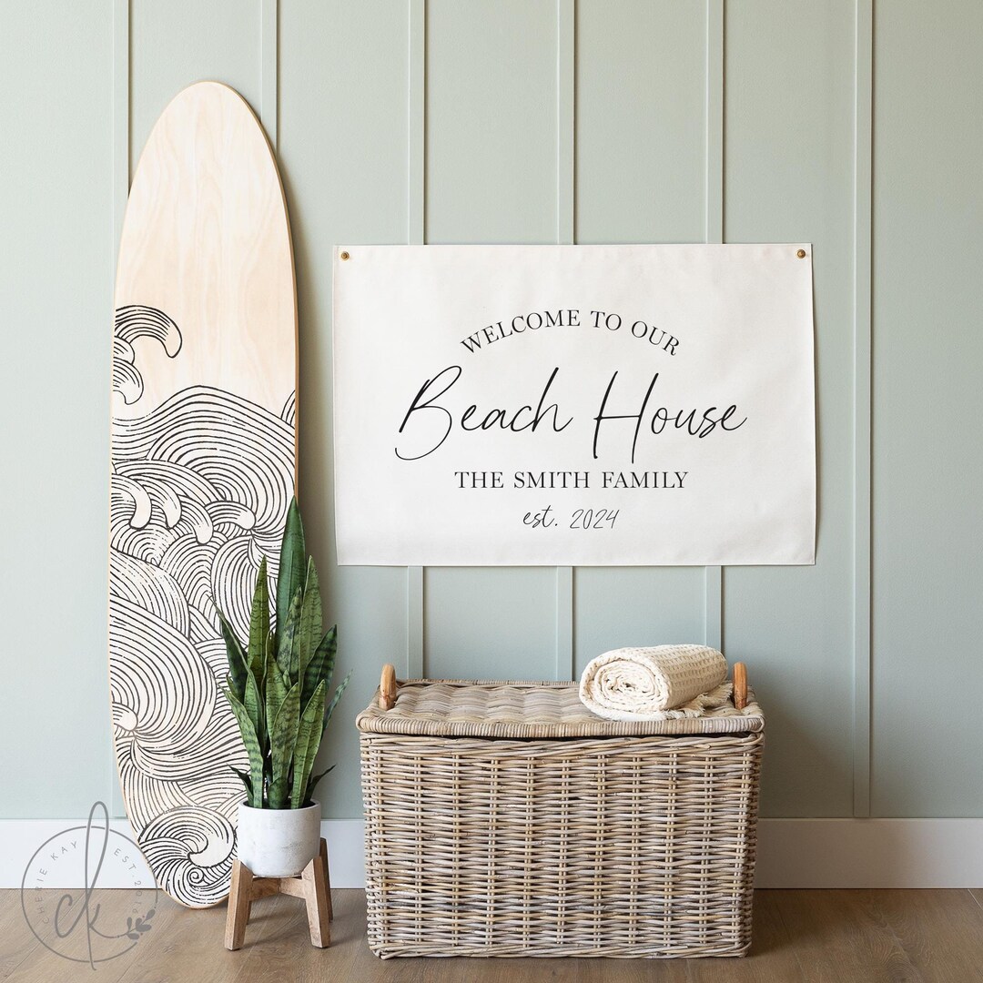 Personalized Beach House Welcome Banner | Custom Family Name ...