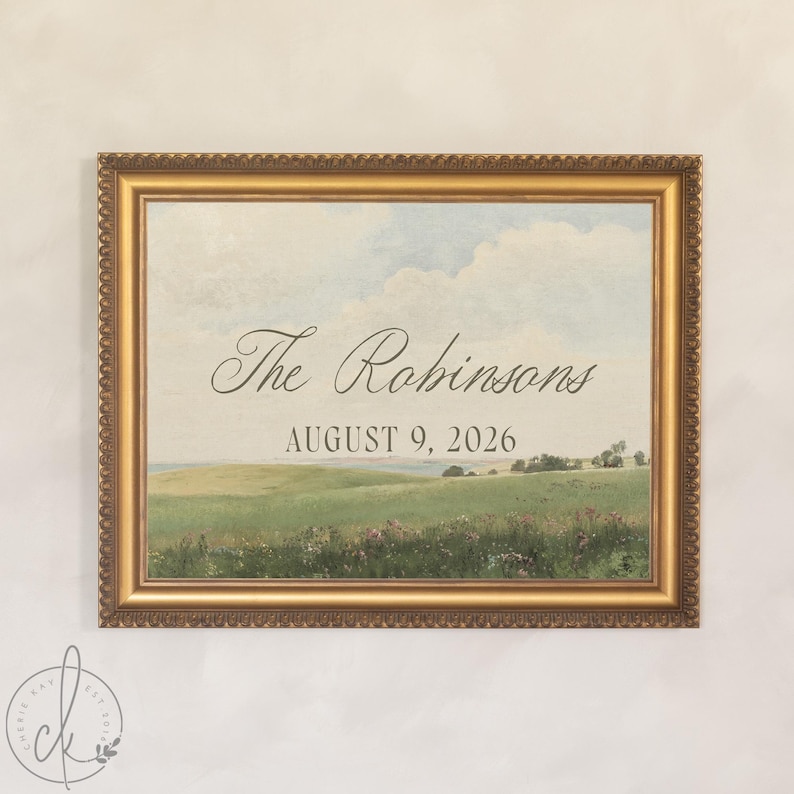 Wedding Welcome Sign | Vintage Landscape Canvas | Personalized Last ...