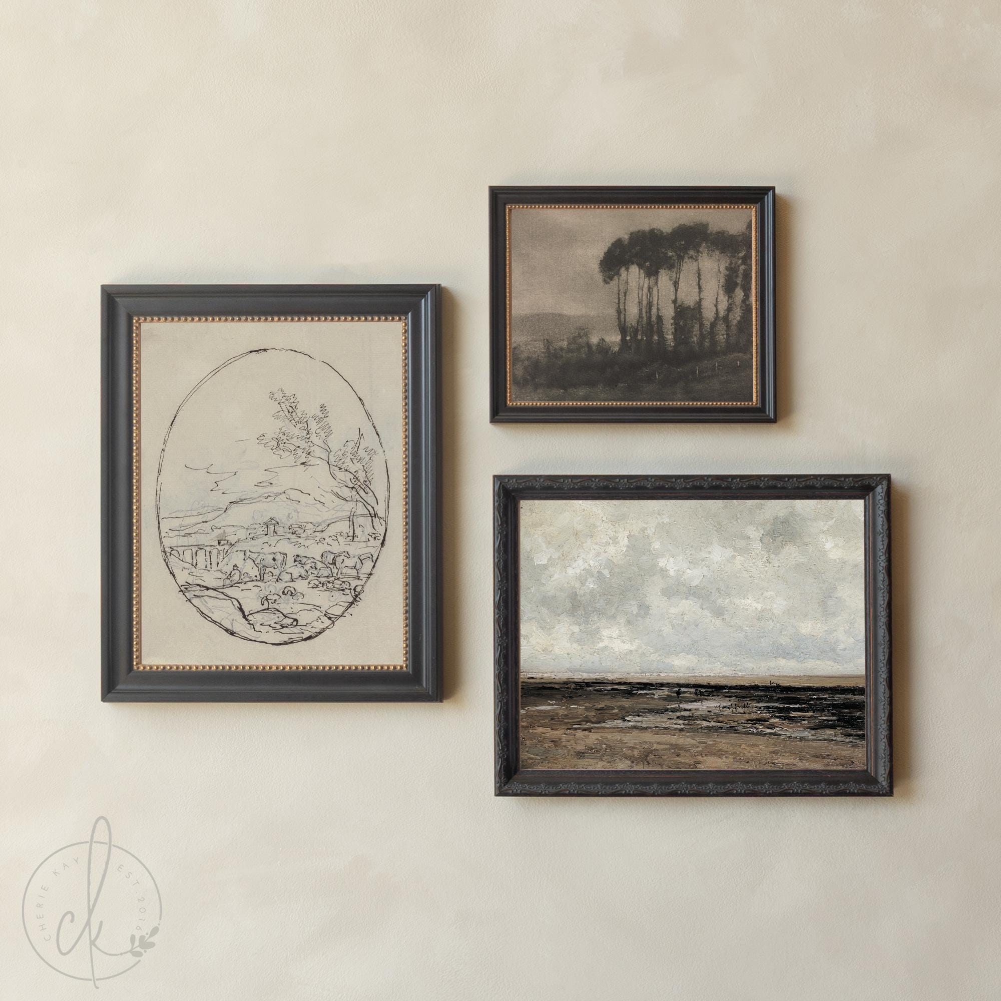 Vintage Art Prints | Framed Gallery Wall Set | Neutral Landscape Wall ...
