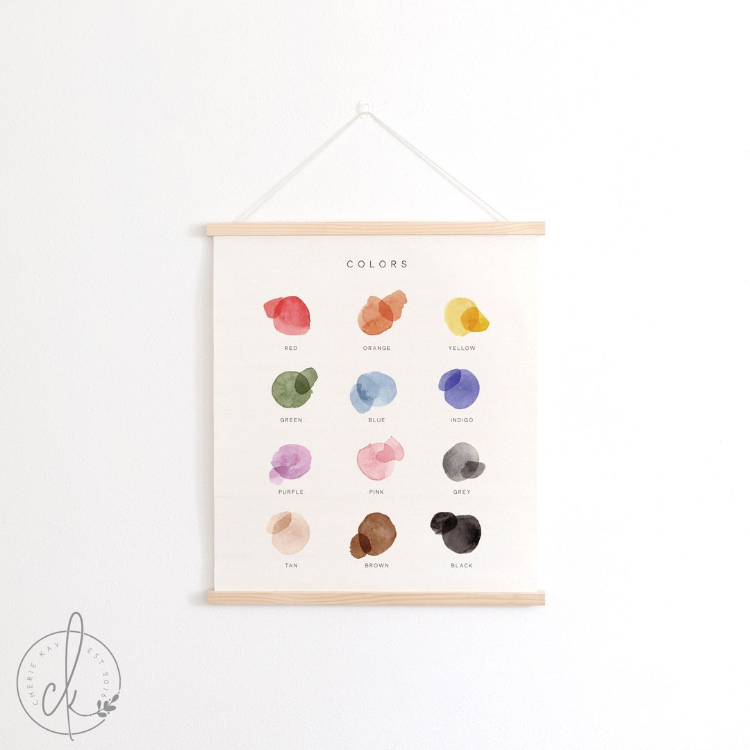 Color Chart | Hanging Canvas | Kids Room Decor | Playroom Wall Decor ...