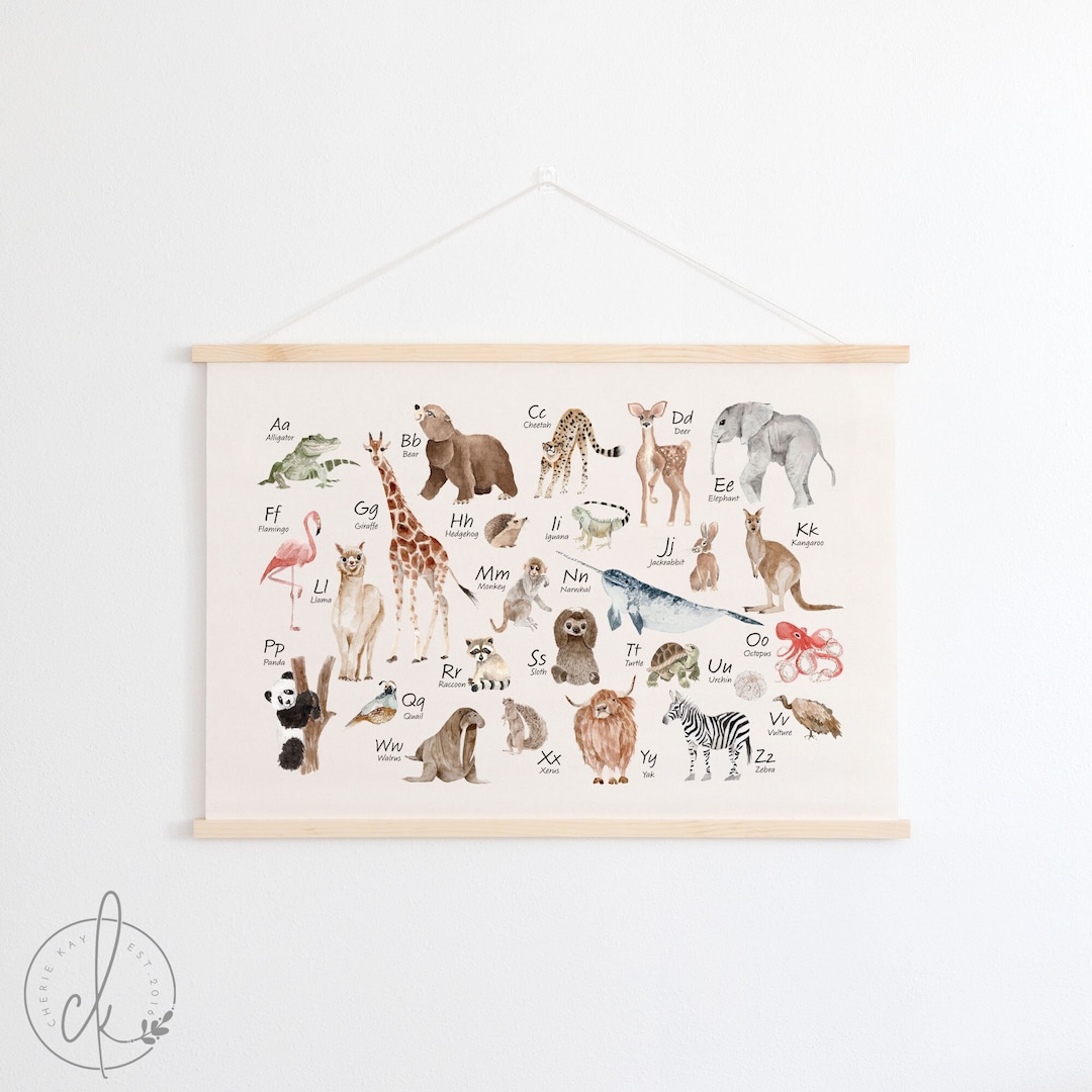 Animal Alphabet Chart Wall Decor Homeschool Decor Classroom Decor ...