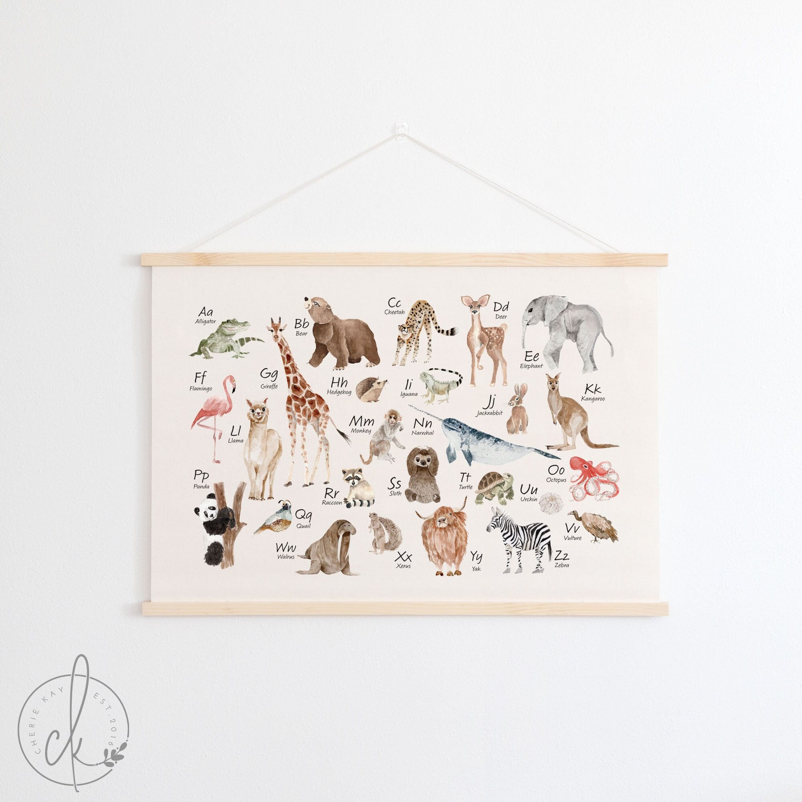 Animal Alphabet Chart Wall Decor Homeschool Decor - Etsy