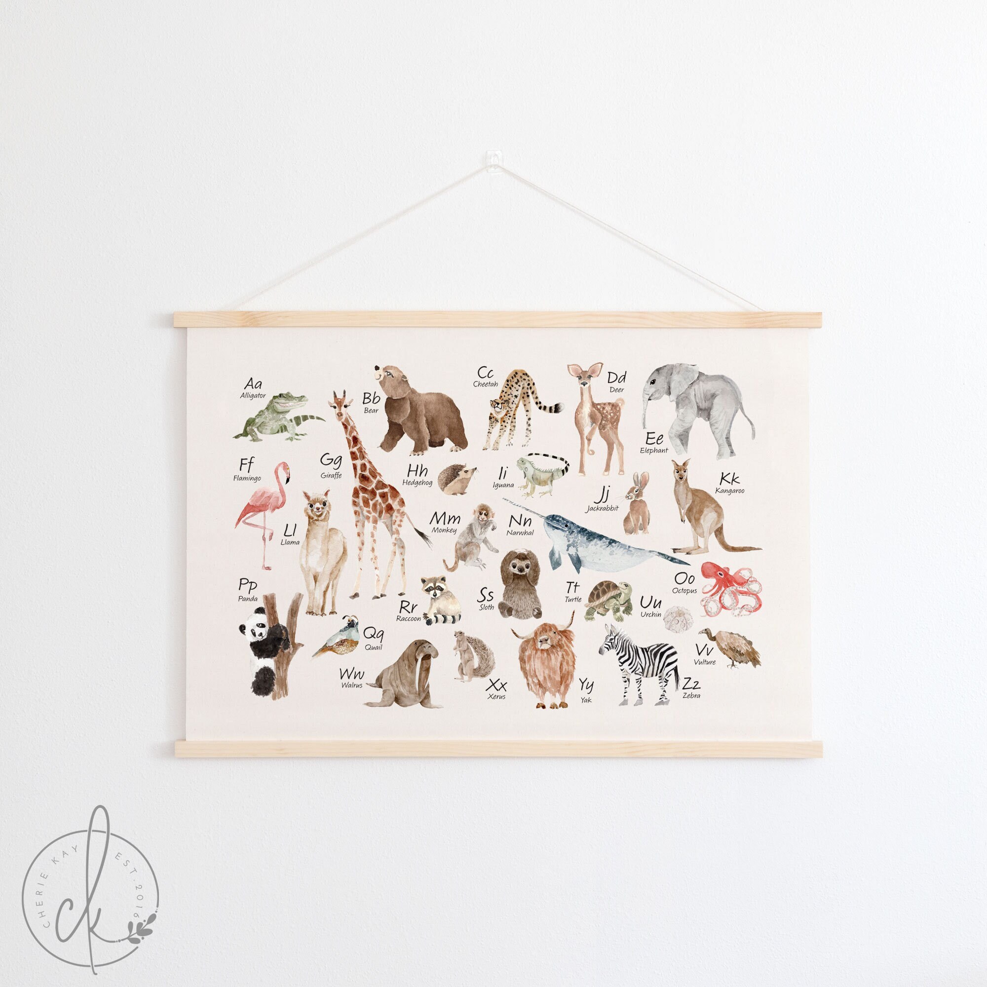 Animal Alphabet Chart Wall Decor Homeschool Decor - Etsy