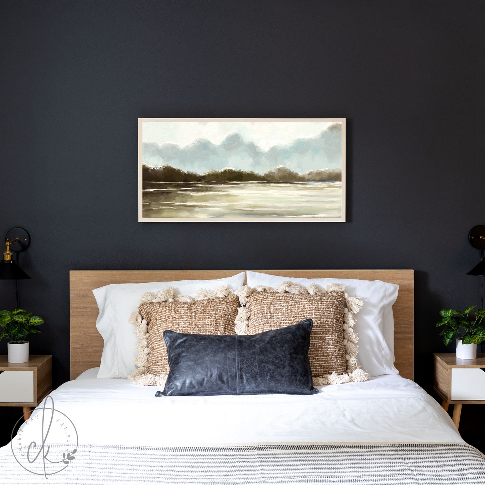 Framed Lake Landscape Art Framed Wall Art Living Room Wall - Etsy