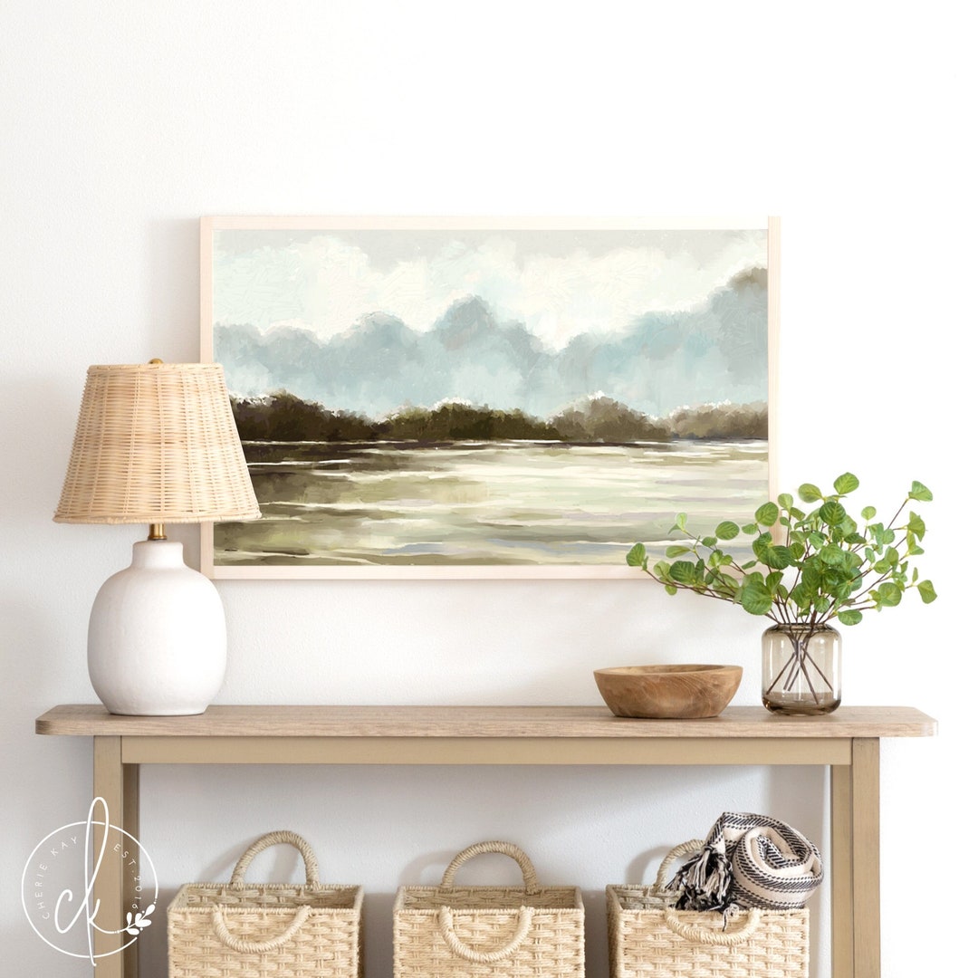 Framed Lake Landscape Art | Framed Wall Art | Living Room Wall Decor ...