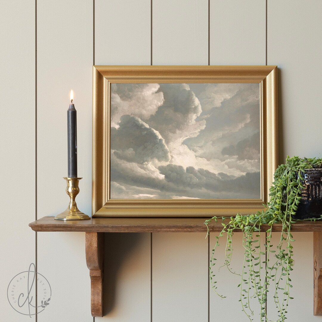 Sun and Clouds Painting | Wood Framed Canvas | Blue Sky Wall Decor ...