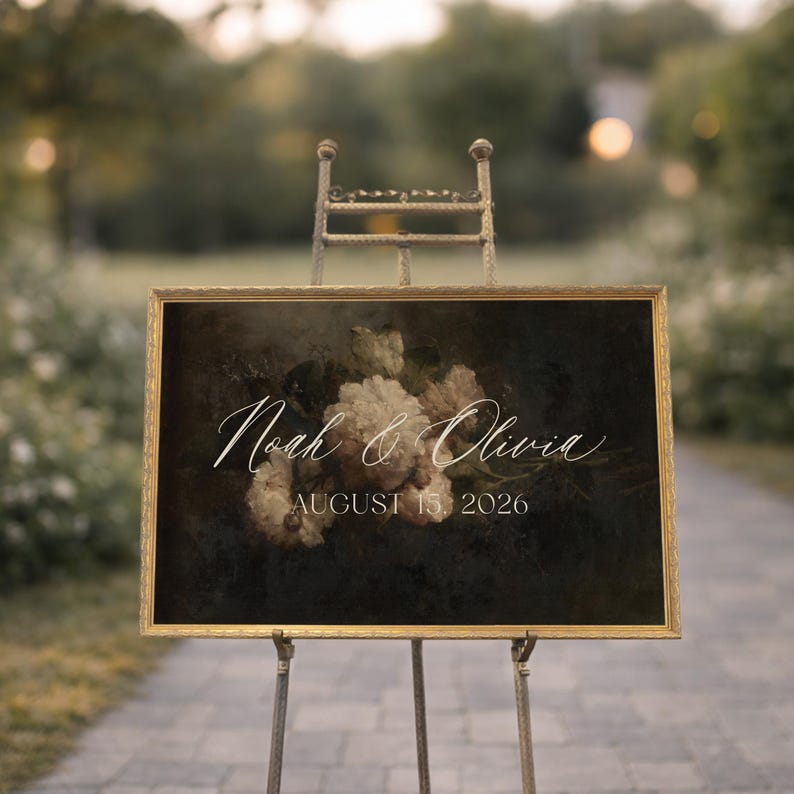 Custom Floral Wedding Welcome Sign | Gold Frame Reception Decor | N233 ...