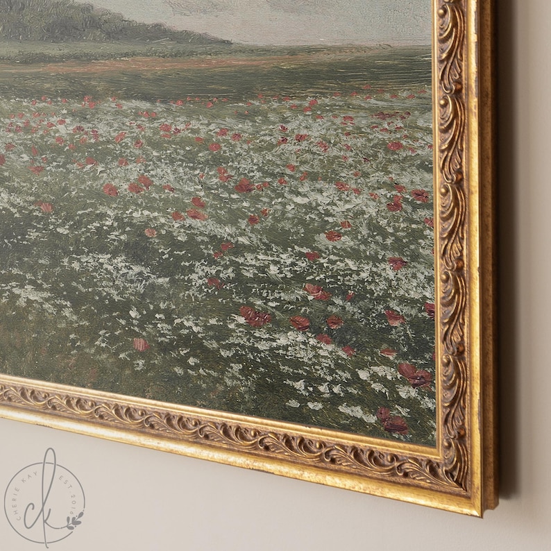 Vintage Wildflower Meadow Canvas Print | Framed Floral Landscape Art ...