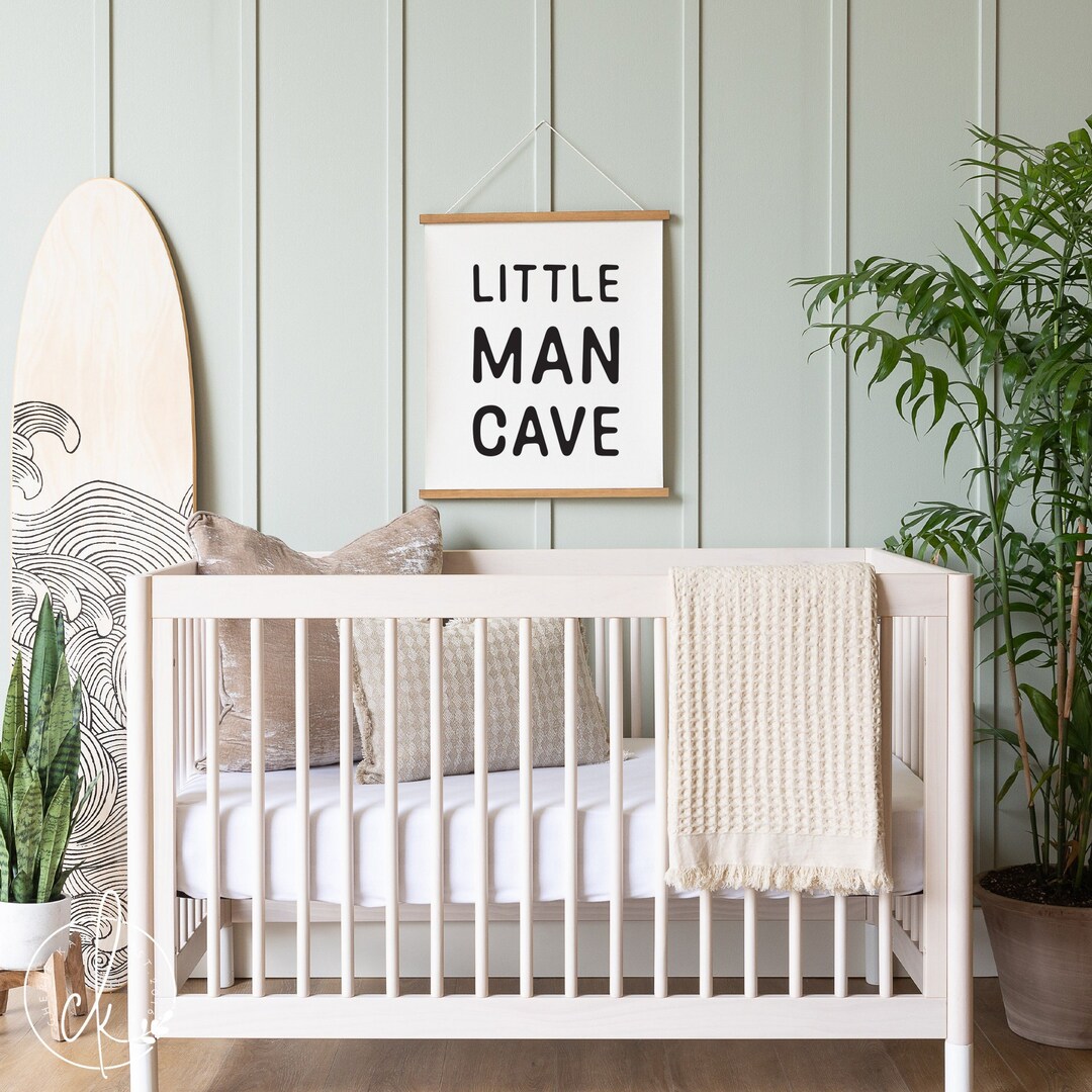 Little Man Cave | Canvas Sign | Fabric Wall Hanging | Boy Room Decor ...
