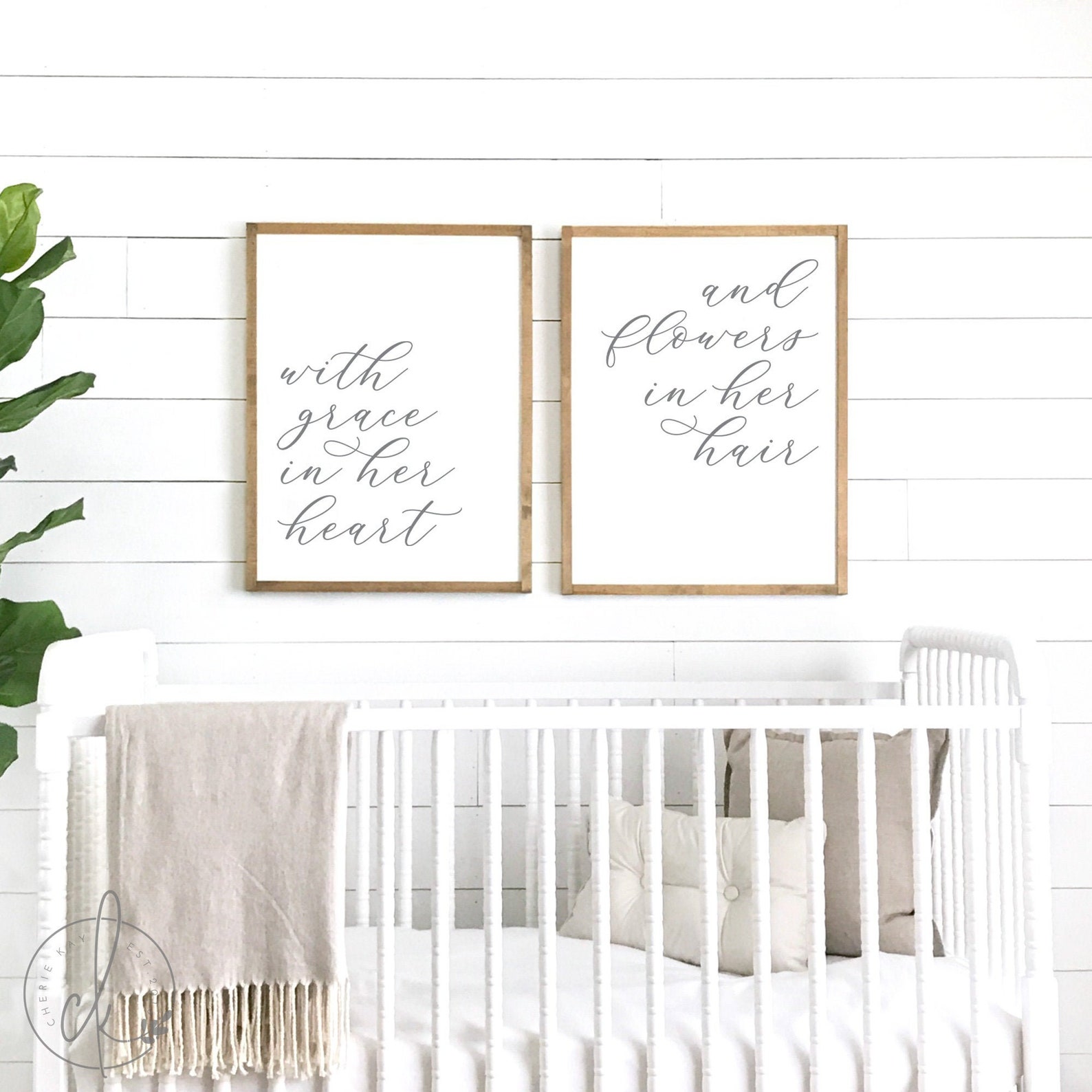 Girl Nursery Sign With Grace in Her Heart Sign Set Nursery - Etsy