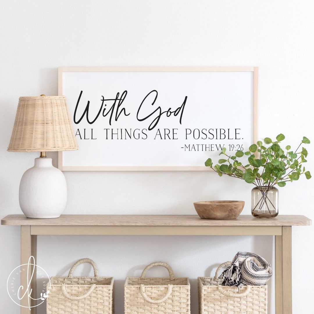 Scripture Wall Decor | With God All Things Are Possible Sign | Living ...