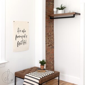 He Who Promised is Faithful | Canvas Banner | Christian Wall Decor ...