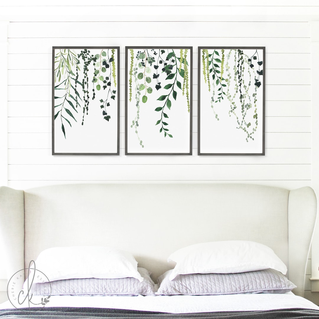Botanical Wall Art Set | Watercolor Botanical Wood Print | Framed ...