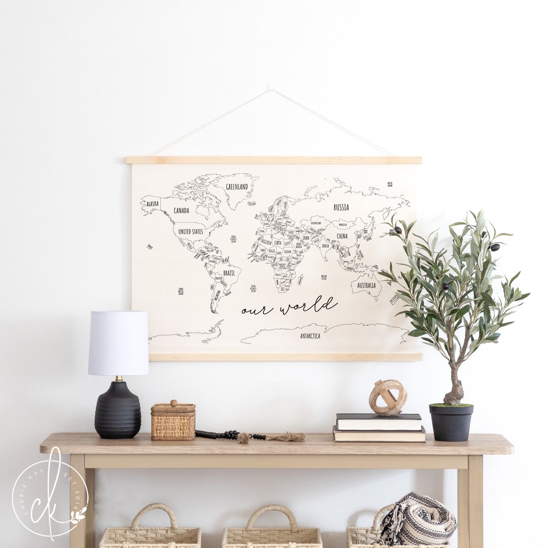 World Map Wall Decor Travel Decor Homeschool Decor - Etsy