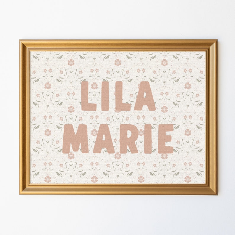 Personalized Floral Name Sign | Framed Art for Girl's Nursery, Bedroom ...