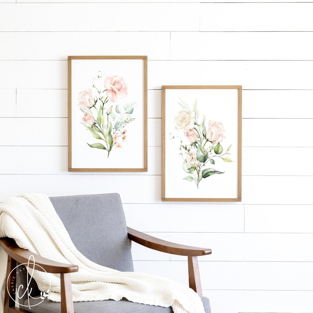 Floral Wall Art Framed | Watercolor Floral Print Set | Flower Wall Art ...