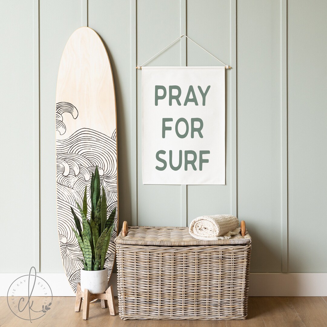 Pray for Surf Canvas Sign | Coastal Wall Art for Surfing Lovers | Ocean ...