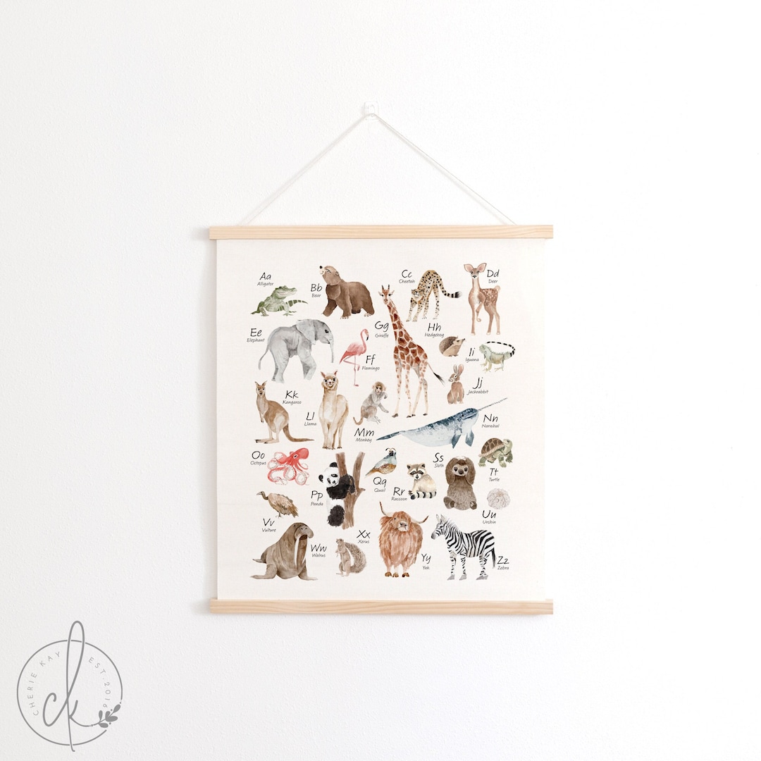 Animal Alphabet Wall Art | Canvas Wall Hanging | Classroom Decor - Etsy