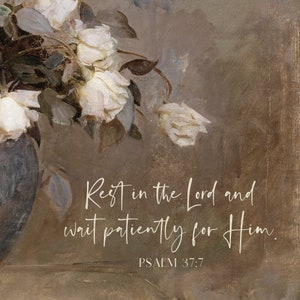 Rest in the Lord and Wait Patiently for Him | Vintage Botanical Framed ...