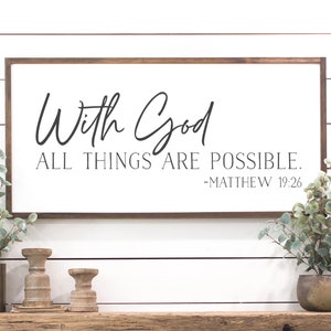 Scripture wall decor with God all things are possible sign | Etsy