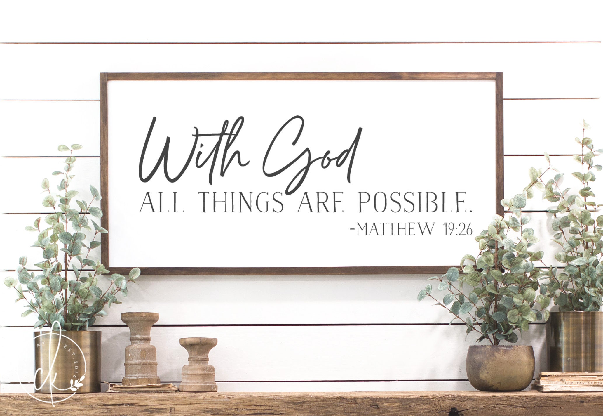 Scripture wall decor with God all things are possible sign | Etsy