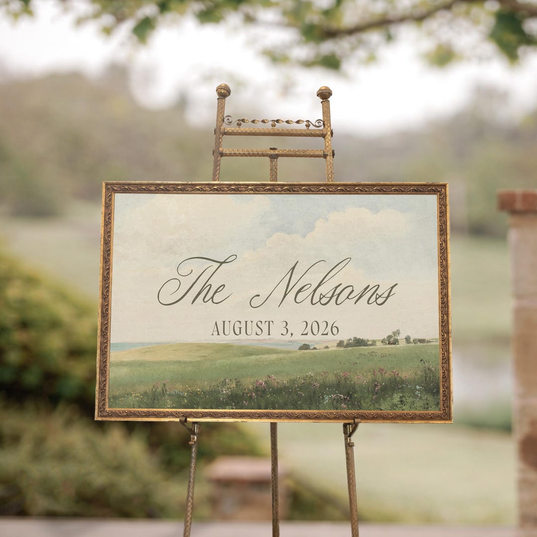 Wedding Welcome Sign | Vintage Landscape Canvas | Personalized Last ...